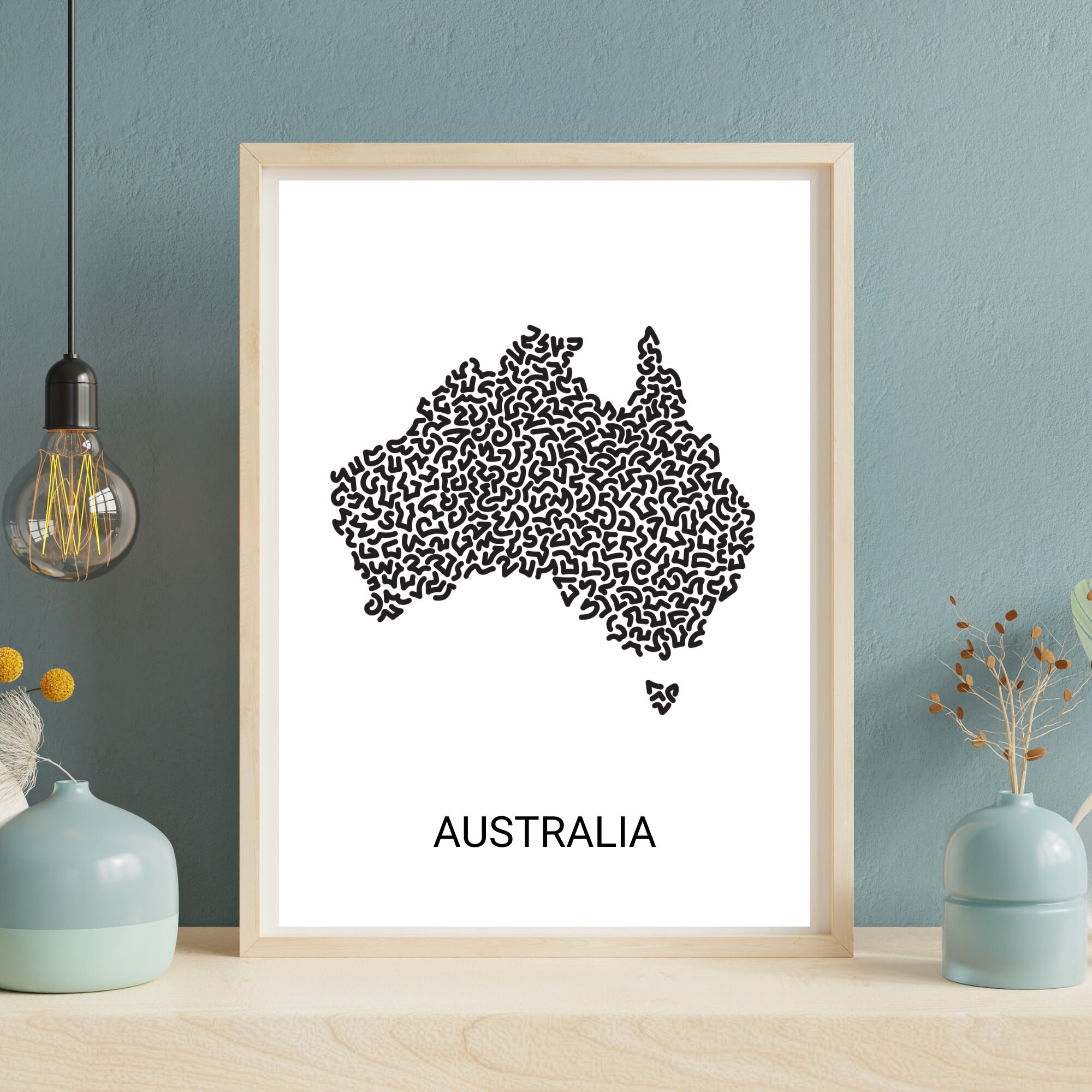 Australia Map Wall Art, Australia Wall Art, Digital Australia Map ...