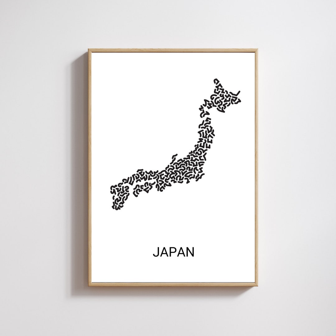 Japan Map Wall Art, Japan Wall Art, Digital Japan Map, Printable Japan ...