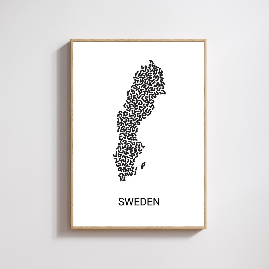 Sweden Map Wall Art, Sweden Wall Art, Digital Sweden Map, Printable ...