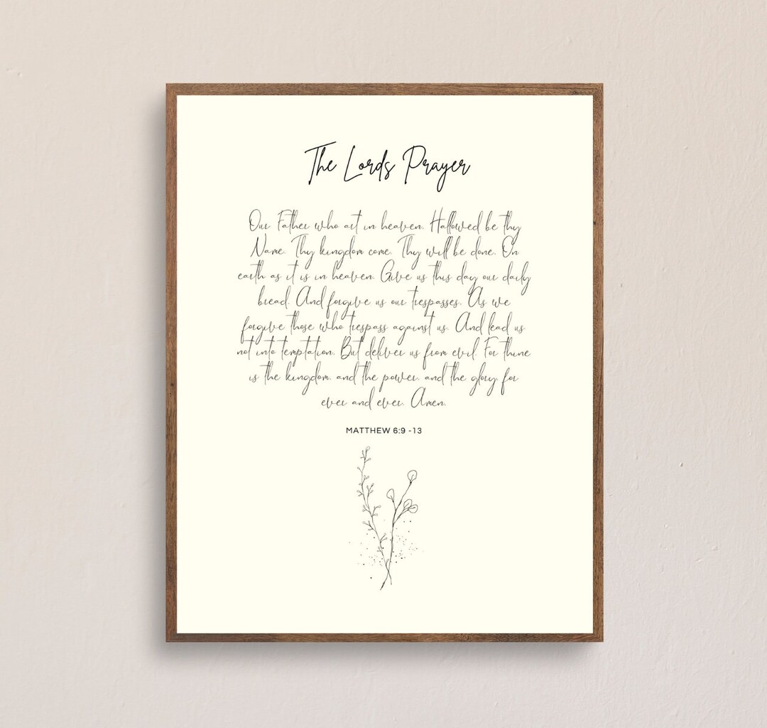 The Lords Prayer Our Father Wall Art Print Christian Scripture Printable Baptism T Nursery