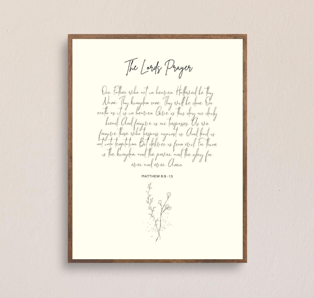 The Lords Prayer, Our Father, Wall Art Print Christian Scripture ...