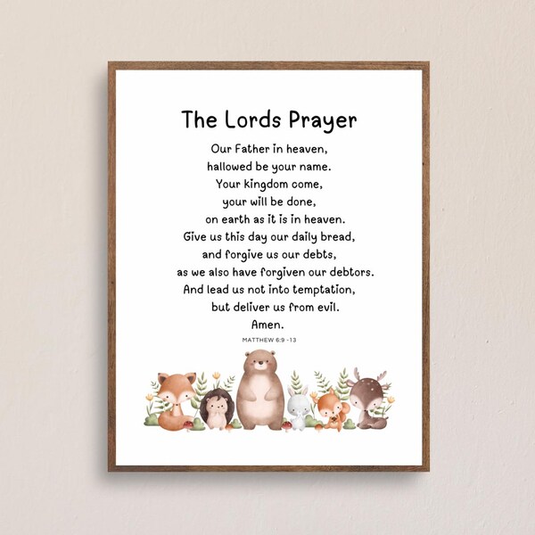 The Lords Prayer ESV, Our Father, Jungle Friends Children's Wall Art ...