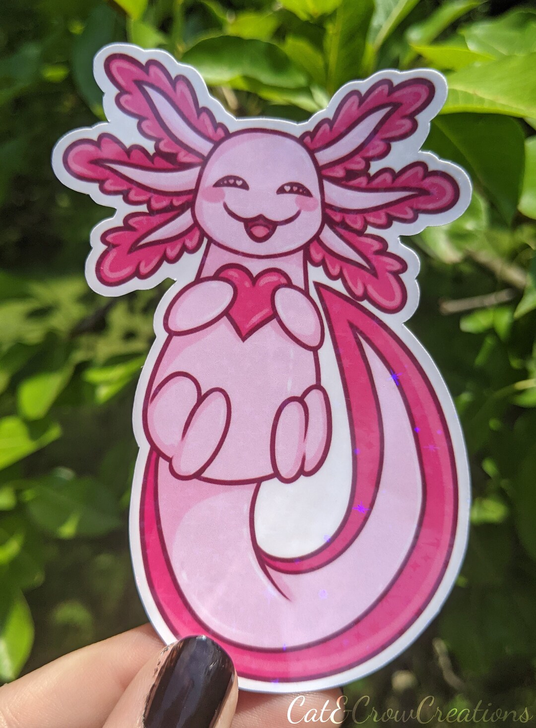 Lovey Axolotl | Waterproof Vinyl Holographic Sticker - Etsy