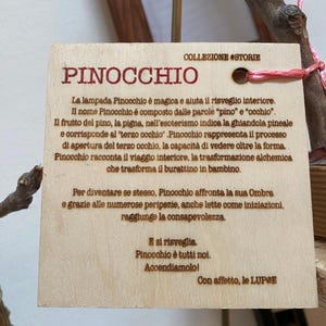 The Pinocchio Lamp is Made on a Base of Certified Chestnut Wood, Citrus ...