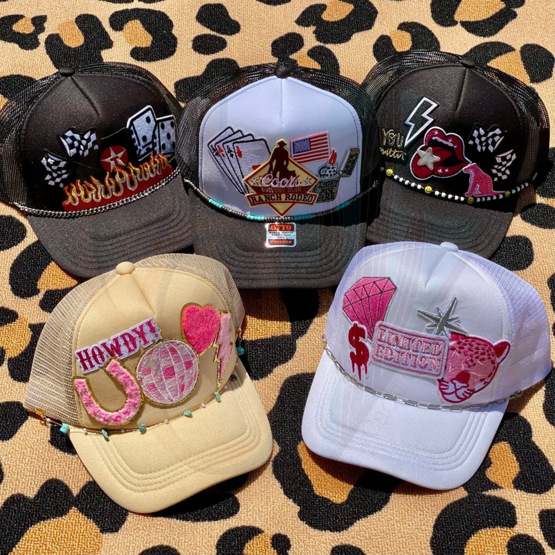 Trucker Hat With Patches Hat Chain, Trucker Hat Chain, Trucker Hat ...