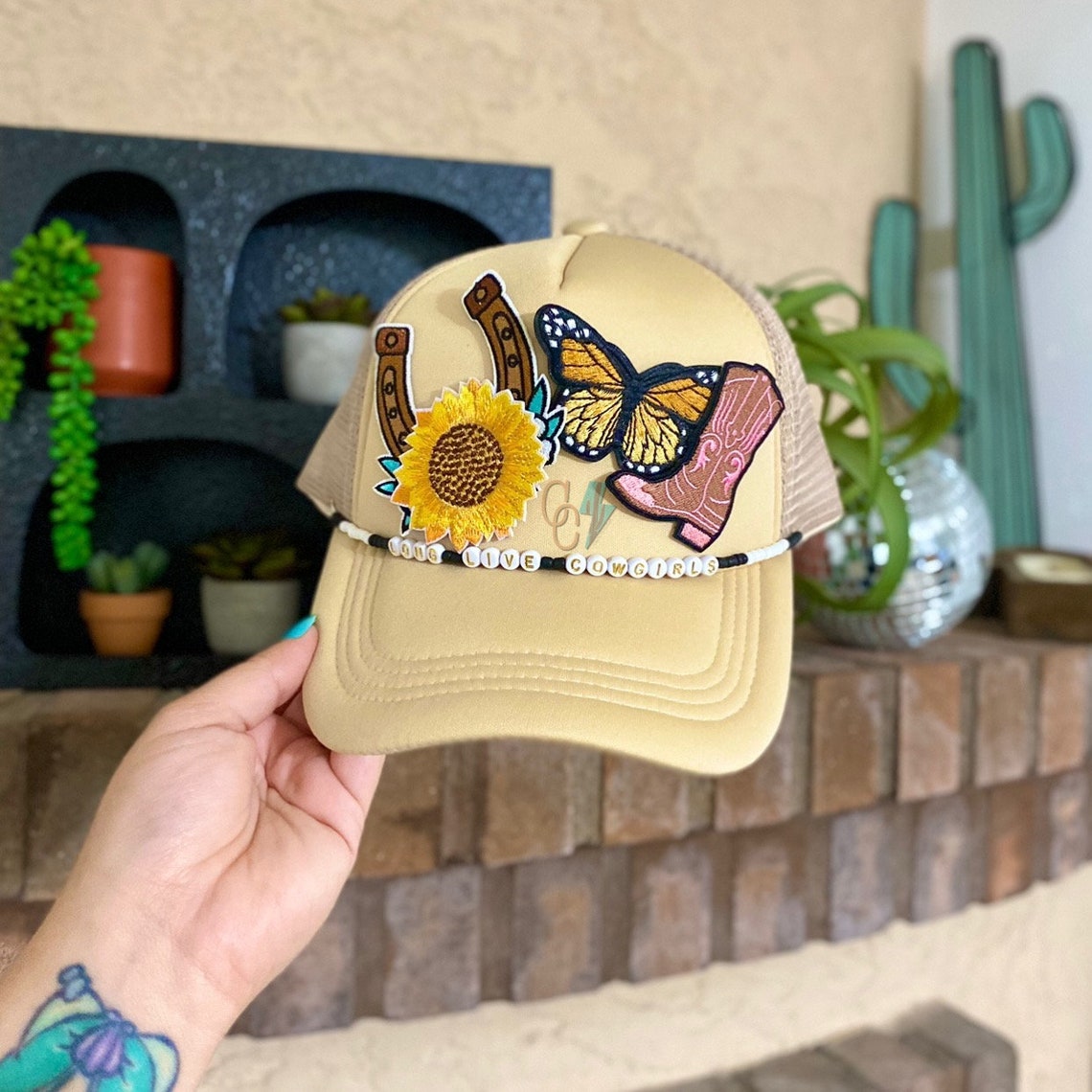 Trucker Hat With Patches, Cowboy Boot, Trucker Hat Patch, Trucker Hat ...