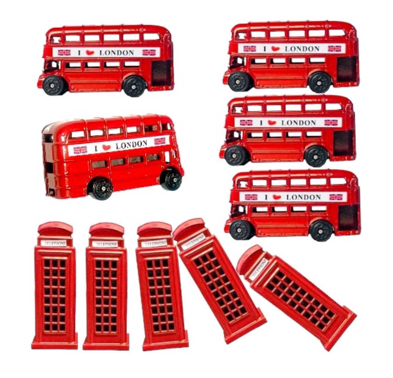 10 London 3D Bus & Phone Booth Metal Fridge Magnet Set - London ...