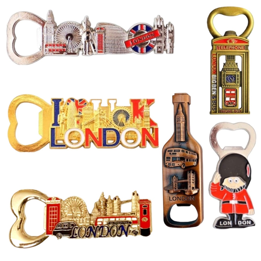 6 London Souvenir Fridge Magnets - London Bottle Opener Magnet ...