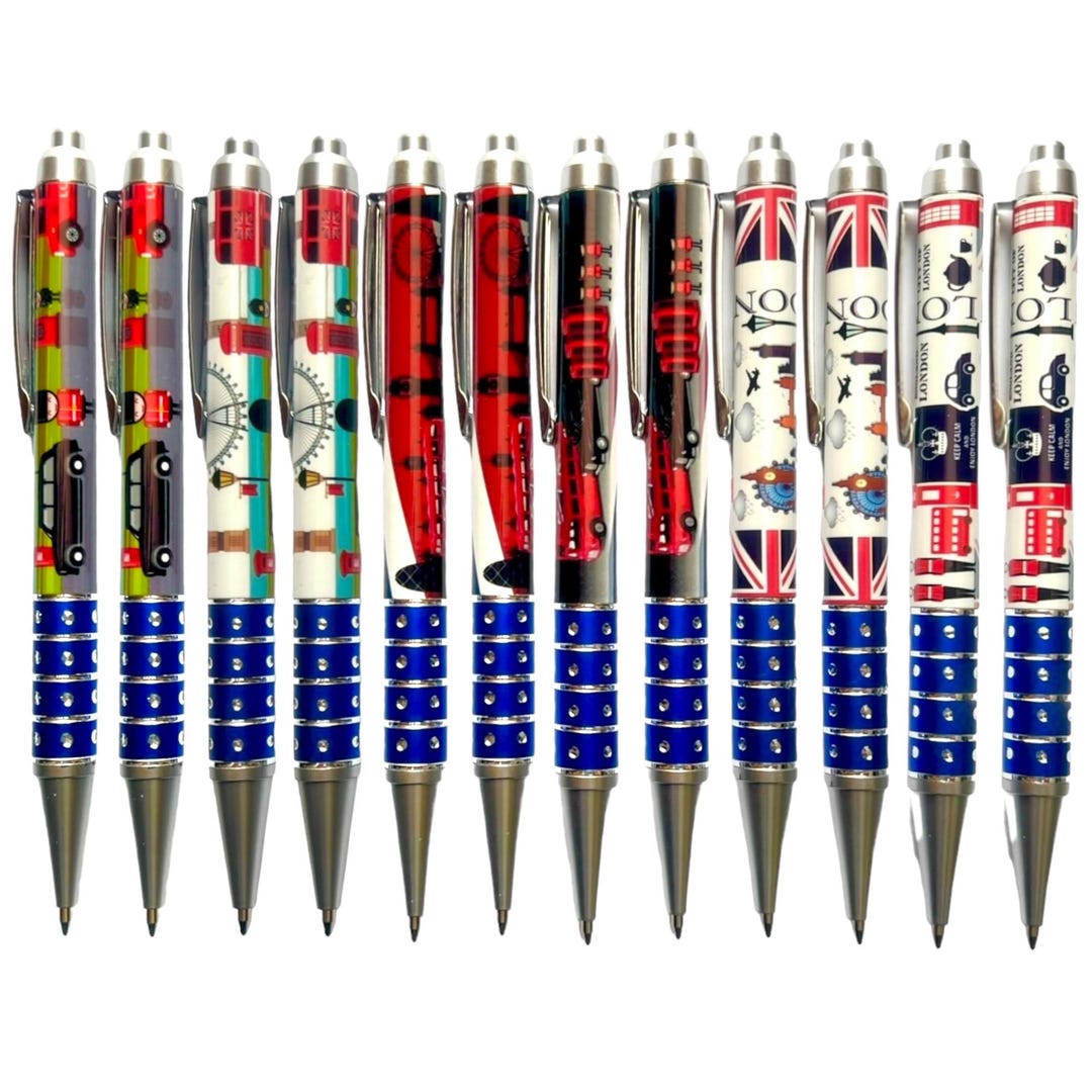 Set of 12 London Souvenir Union Jack Pens - Perfect Party Decor or ...