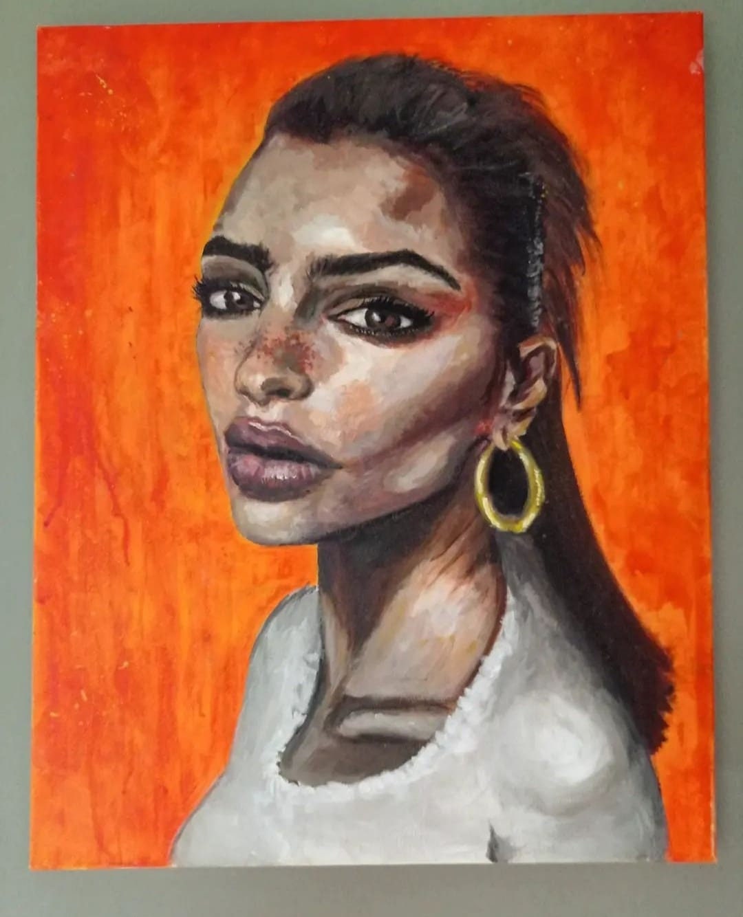 Emily Ratajkowski Portrait Famous Painting Acrylic Canvas Picture Home ...