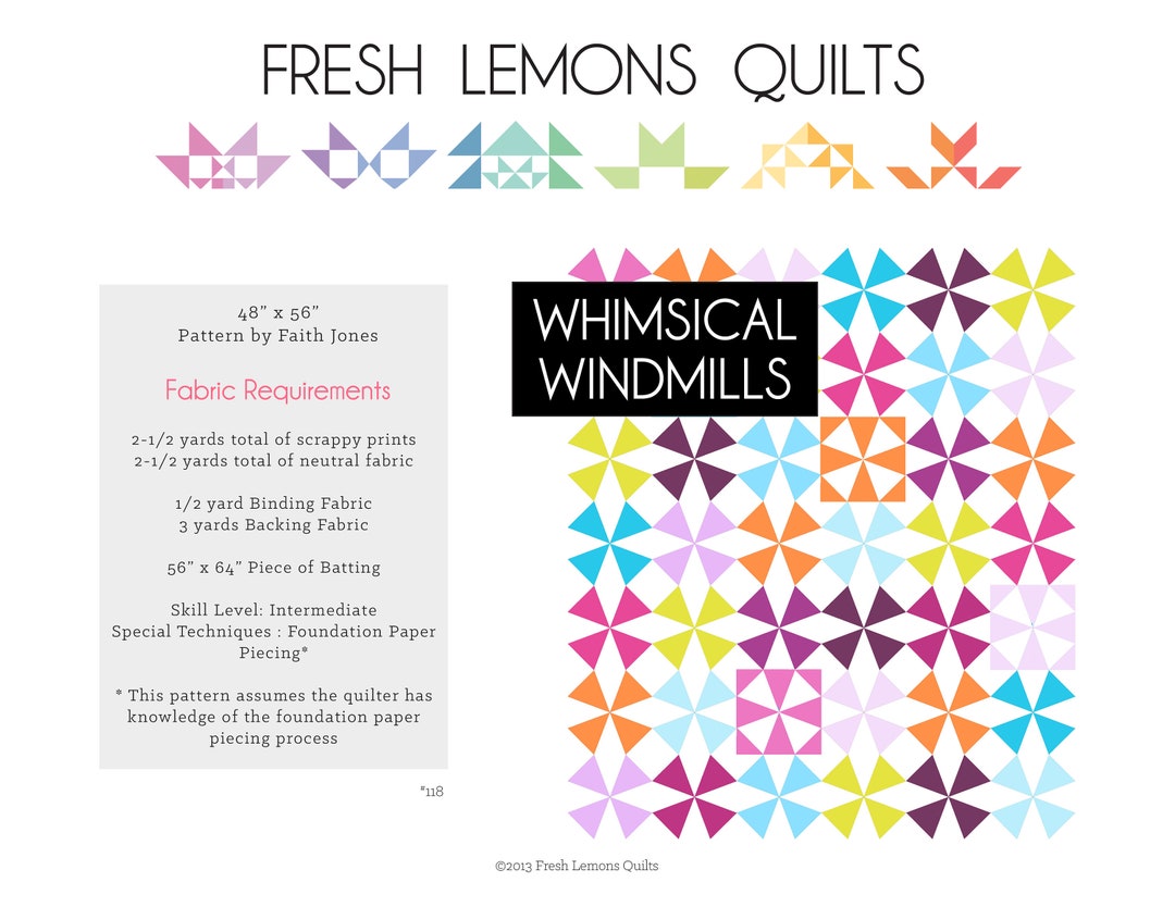 Modern Quilt Pattern - Whimsical Windmills - PDF - Etsy