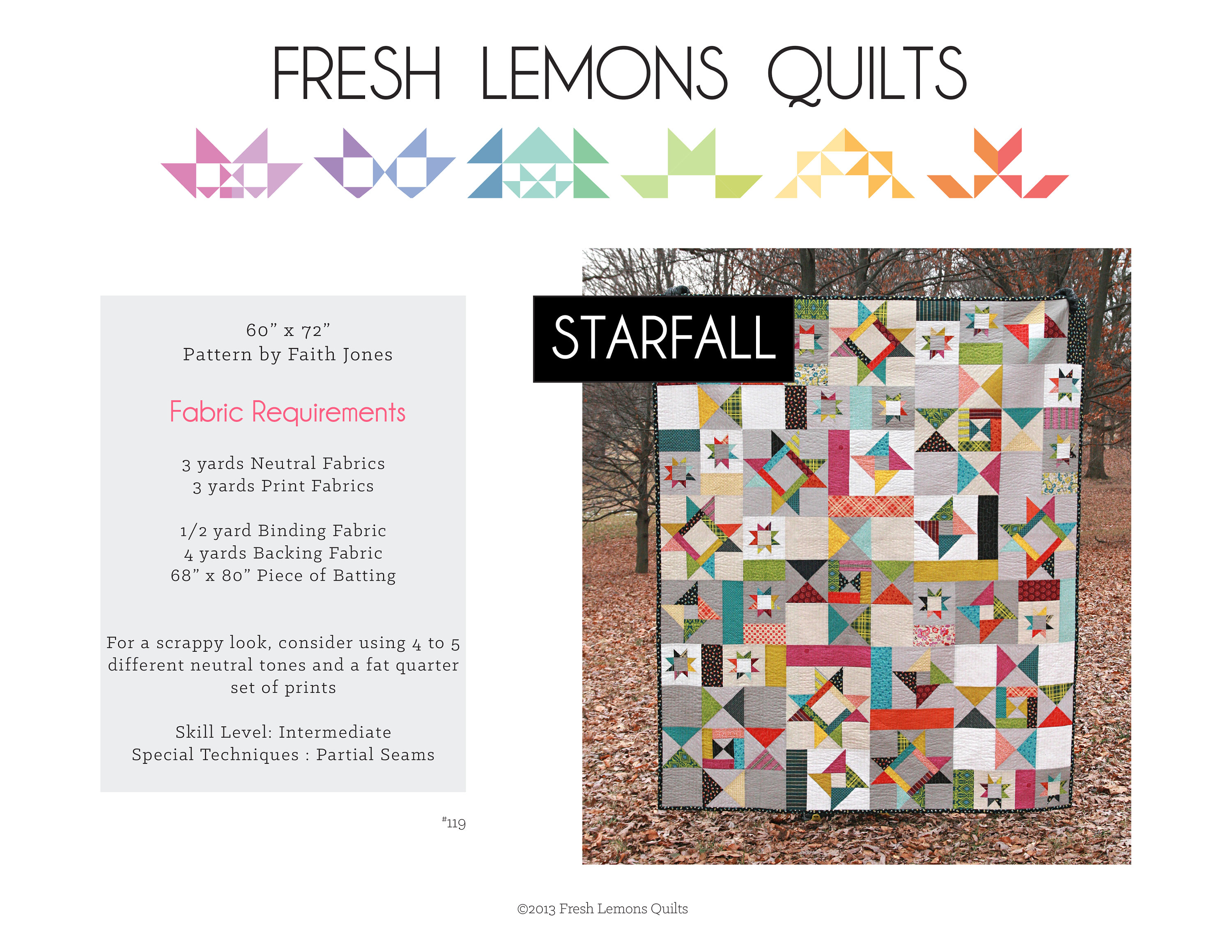 Modern Quilt Pattern - Starfall - PDF - Etsy