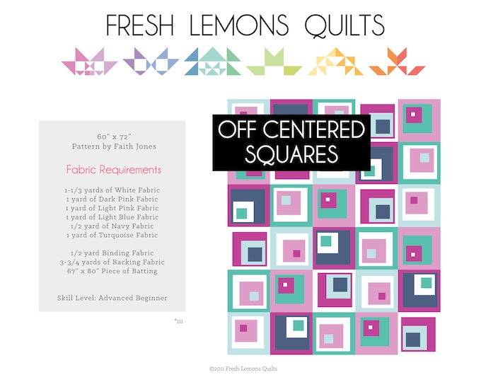 Modern Quilt Pattern Off-centered Squares PDF - Etsy