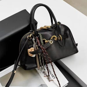 Leather Shoulder Bag, Women's Top Handle Bag, Retro Style Shoulder Bag ...