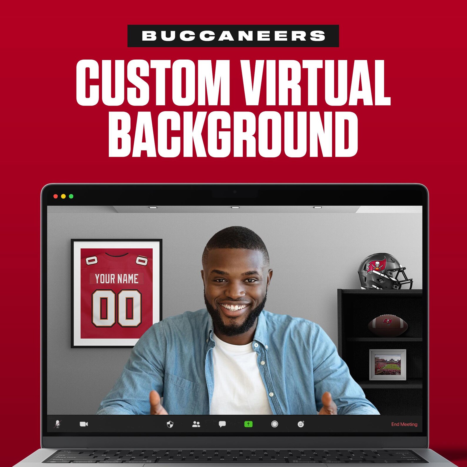 CUSTOM NFL Virtual Background, Tampa Bay Buccaneers, Zoom Meeting ...