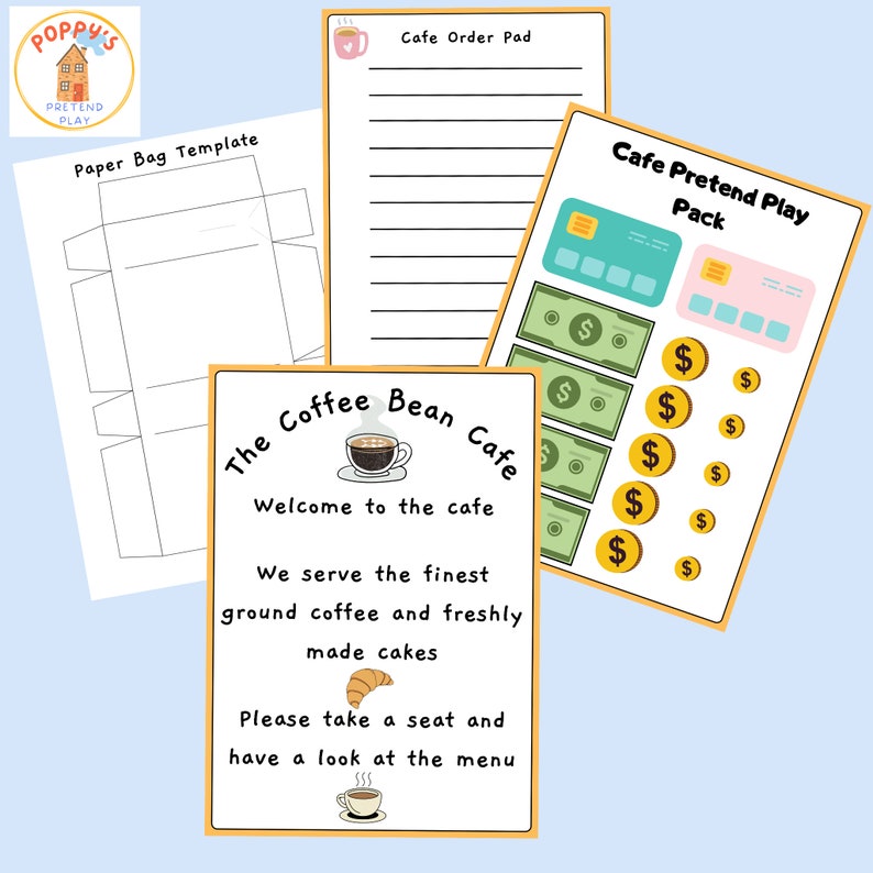 Cafe Shop Pretend Play Printable Barista Role Play Preschool Dramatic ...