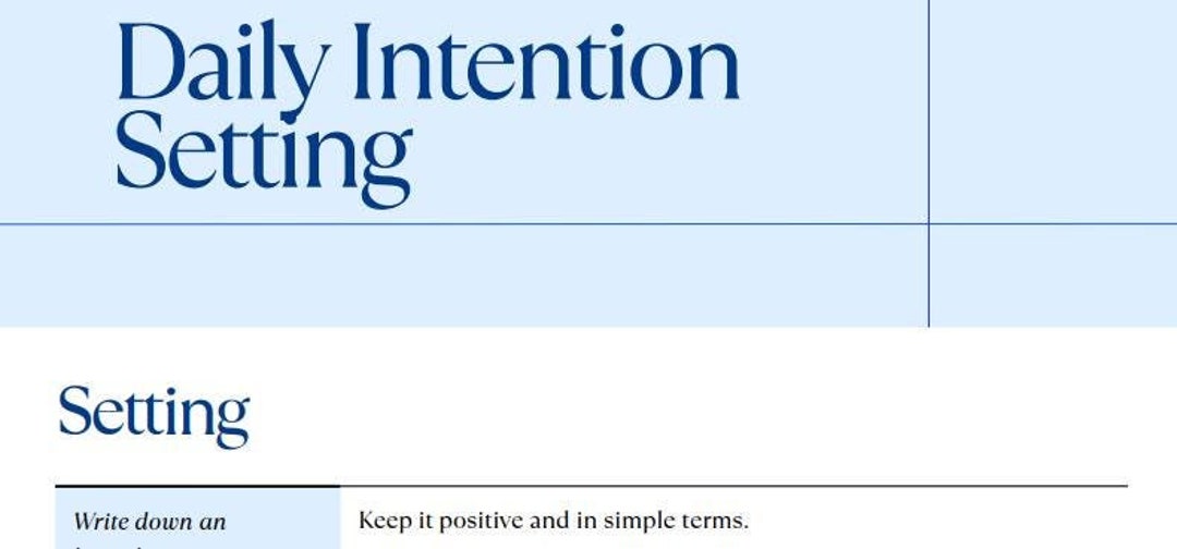 Intention Setting, Wellness Worksheet, Meditation, Mindfulness, Mental ...