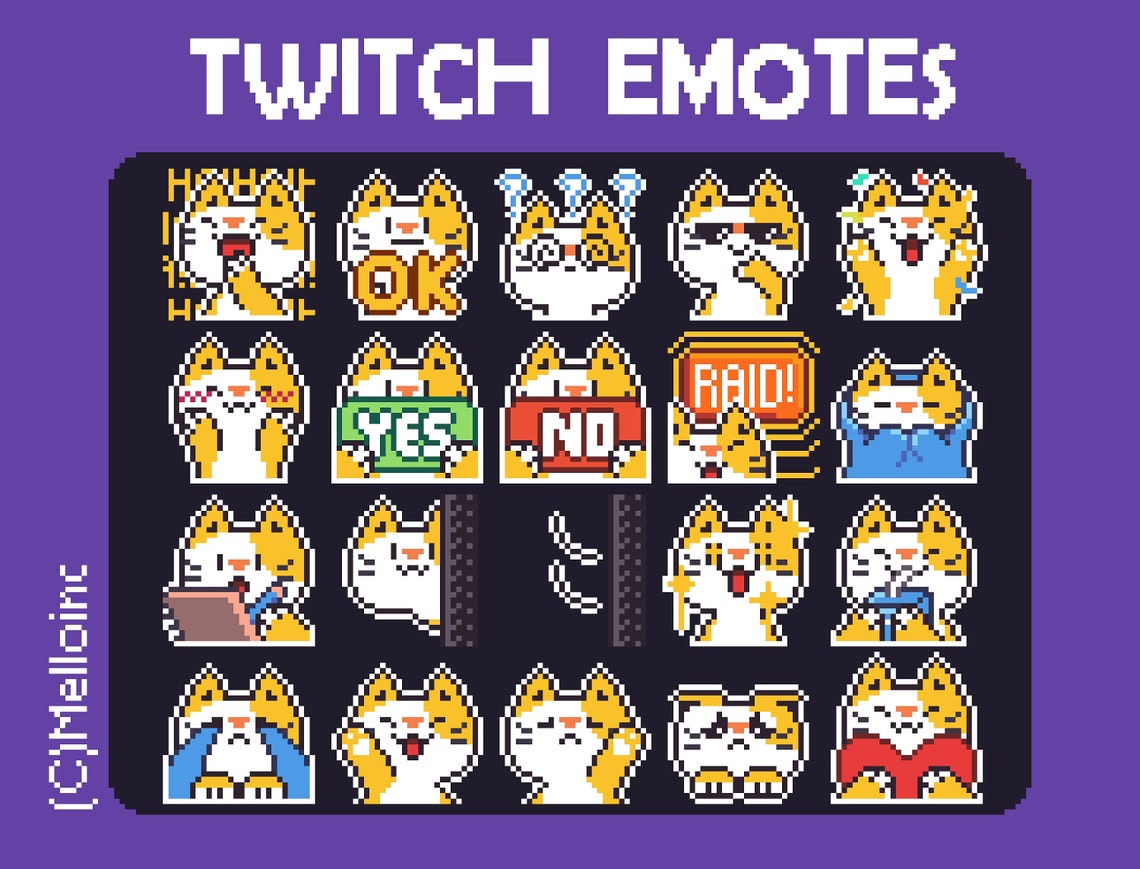 20 Orange Cat Pixel Emotes - Twitch Emotes / Discord Emotes / Twitch ...
