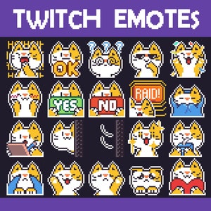 20 Orange Cat Pixel Emotes - Twitch Emotes / Discord Emotes / Twitch ...