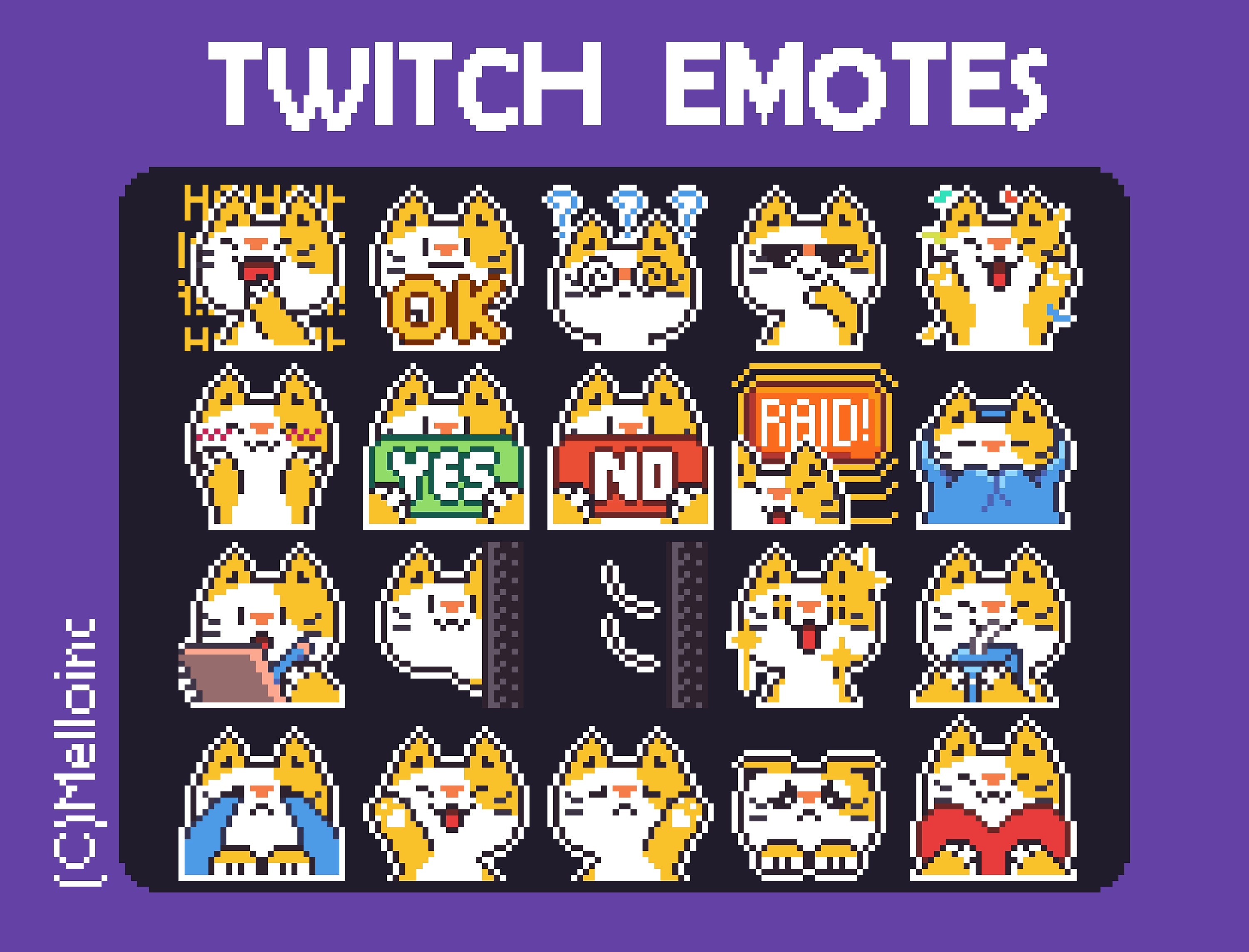 20 Orange Cat Pixel Emotes - Twitch Emotes / Discord Emotes / Twitch ...