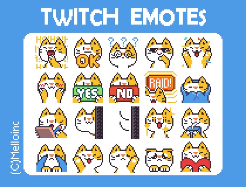 20 Orange Cat Pixel Emotes - Twitch Emotes / Discord Emotes / Twitch ...