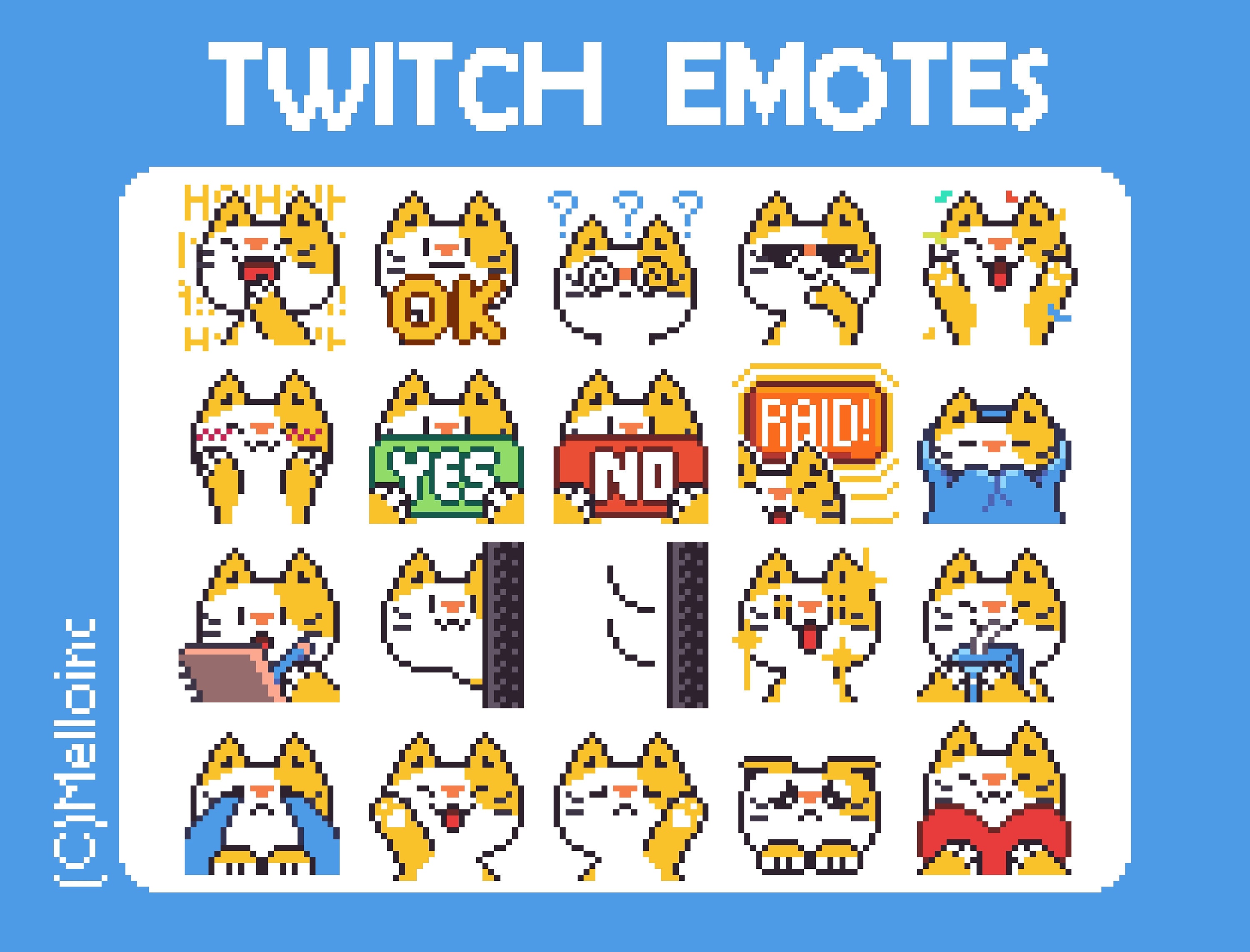20 Orange Cat Pixel Emotes - Twitch Emotes / Discord Emotes / Twitch ...