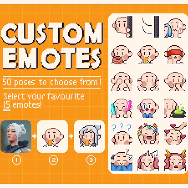 Pixel Emotes Custom Vtuber - Etsy