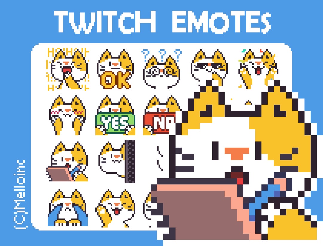 20 Orange Cat Pixel Emotes - Twitch Emotes / Discord Emotes / Twitch ...