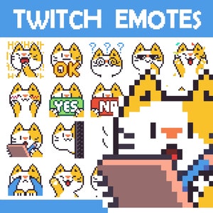 20 Orange Cat Pixel Emotes - Twitch Emotes / Discord Emotes / Twitch ...