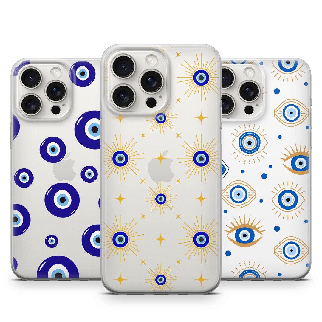 Blue Evil Eye Phone Case Devil Greek Sign Cover for iPhone 16, 15 Pro ...