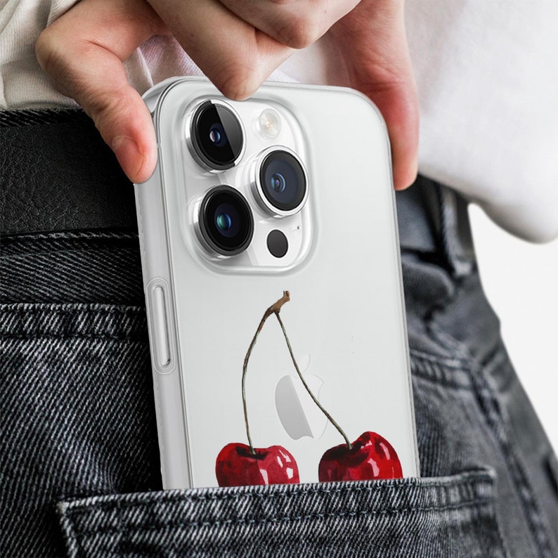 Cute Cherry Phone Case Cherry Print Cover for iPhone 15 Pro Max, 14 ...