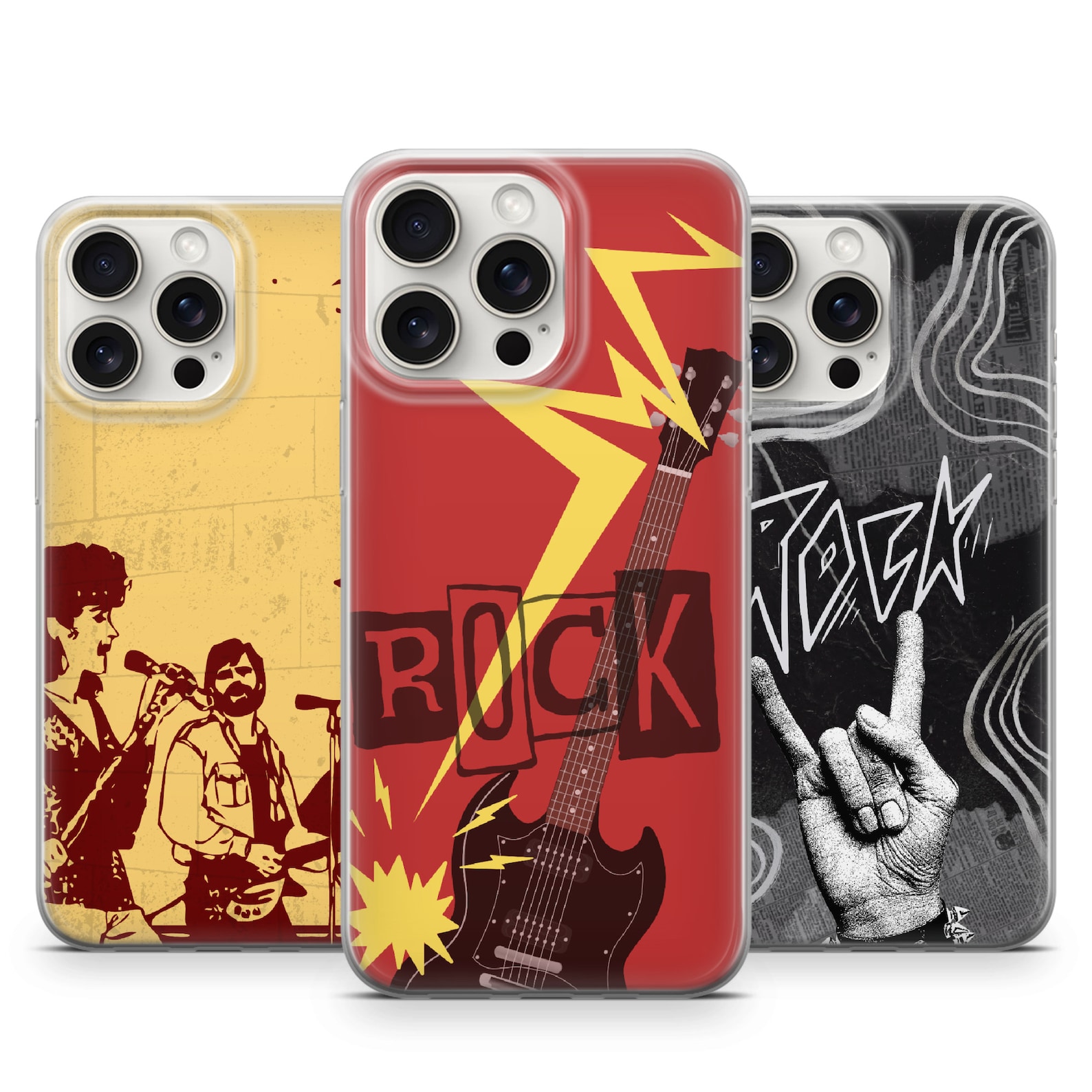 Rock and Roll Phone Case Retro Band Cover for iPhone 15 Pro Max, 14 ...