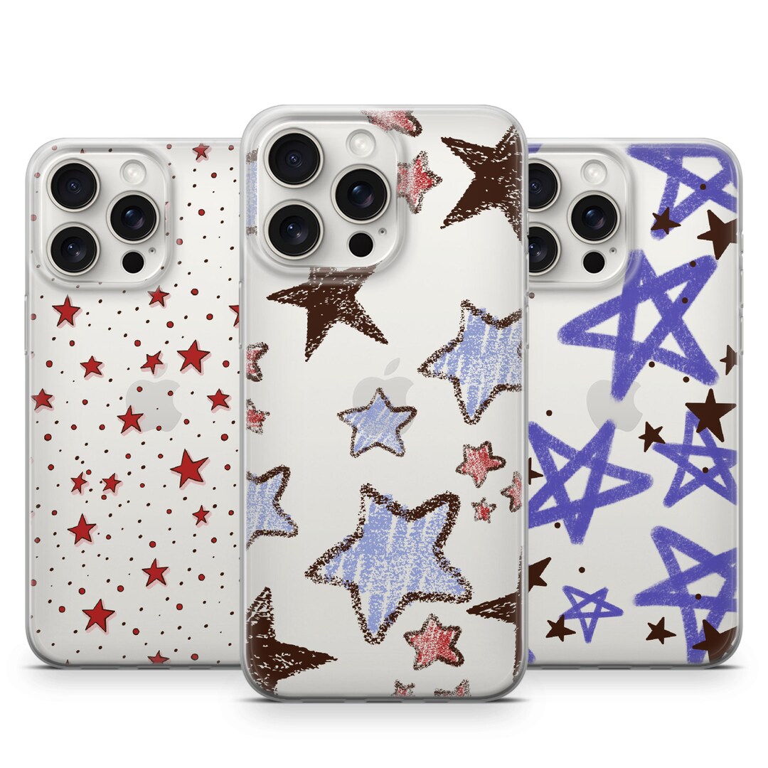 Y2K Stars Phone Case Pencil Drawing Cover for iPhone 15 Pro Max, 14 ...