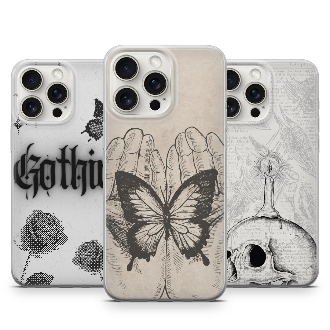 Gothic Phone Case Black and White Cover for iPhone 15 Pro Max, 14 Plus ...