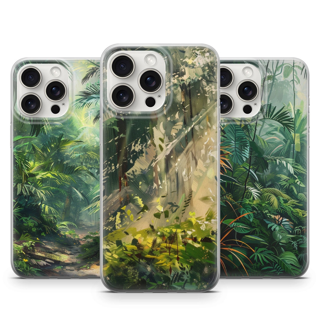 Jungle Painting, Green Forest Phone Case Fit for iPhone 14 Pro, 13, 12 ...