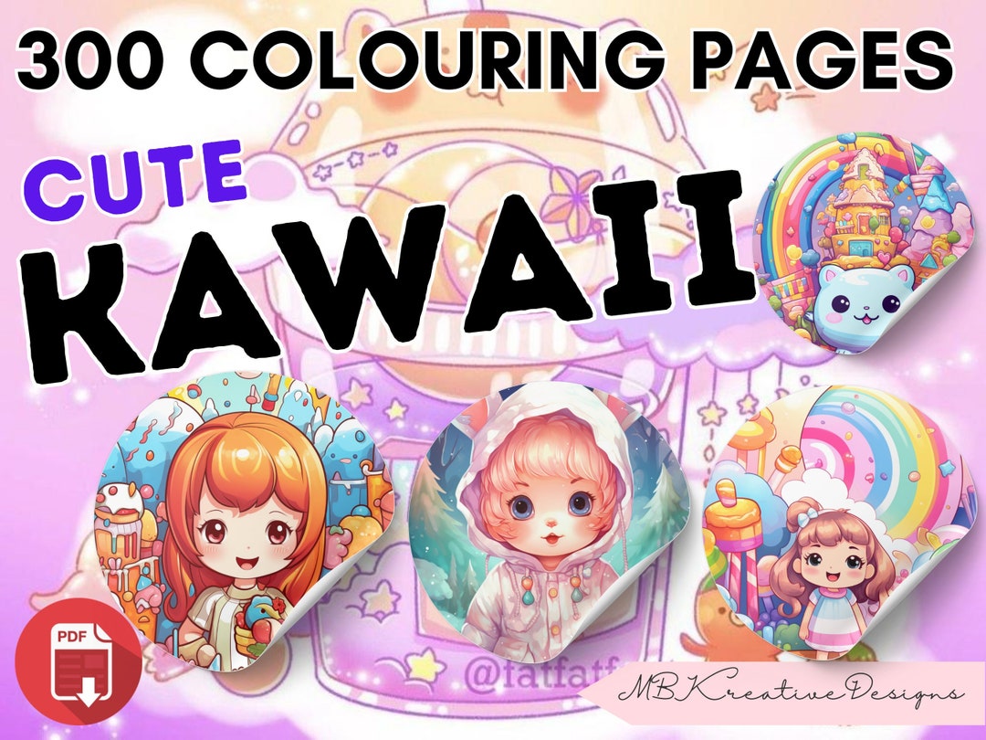 300+ Cute Kawaii Coloring Pages for Kids Vol-5 (with Free 60 Premium ...