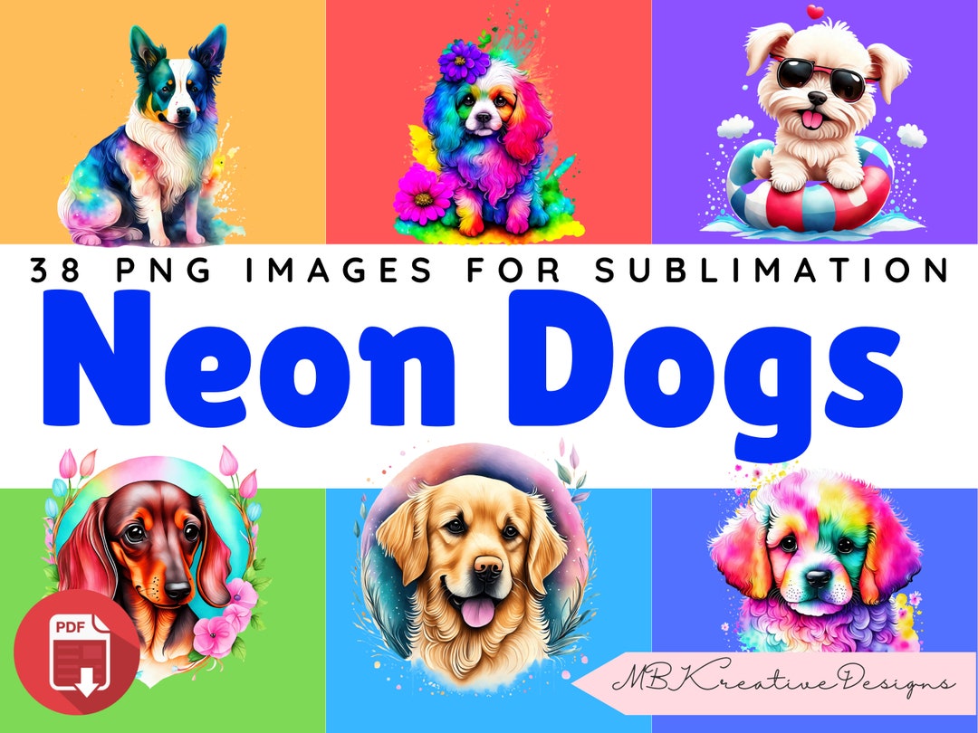 Neon Dogs PNG Clipart Bundle - 38 Images - Etsy