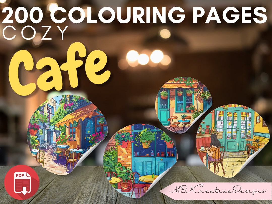 200 Cozy Cafe Coloring Pages - Etsy