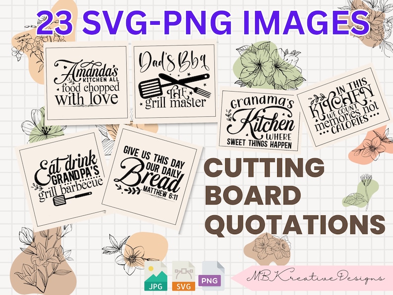 23 Designs Cutting Board Quotes SVG Bundle - Etsy