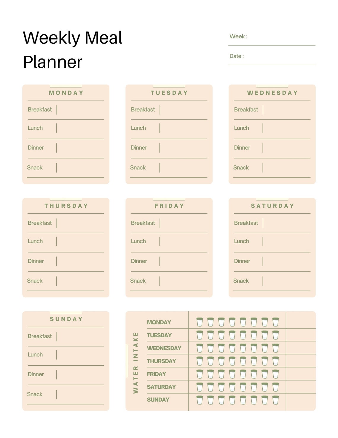 Editable Meal Planner Calorie Tracker Habit Tracker Digital Meal Food ...