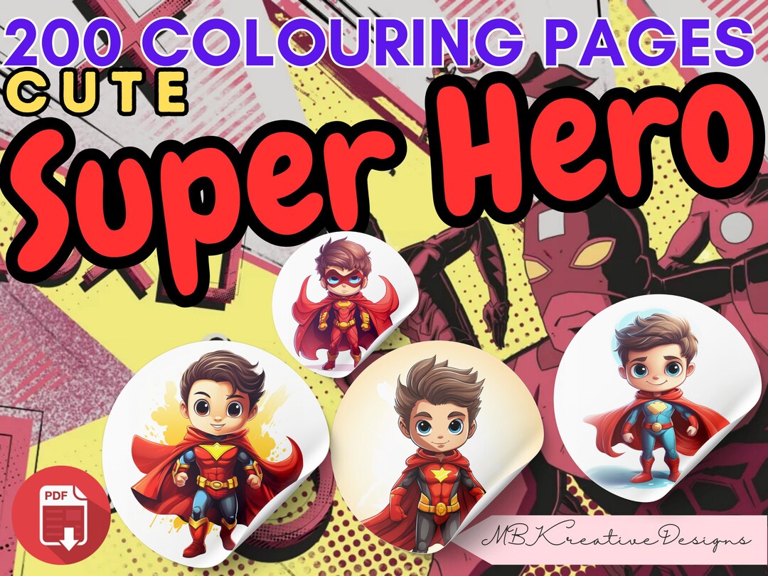 200 Cute Superhero Coloring Pages - Etsy