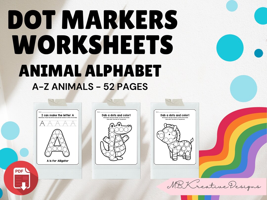 52 Pages - Kids Alphabet Animals Dot Markers Worksheets - Etsy