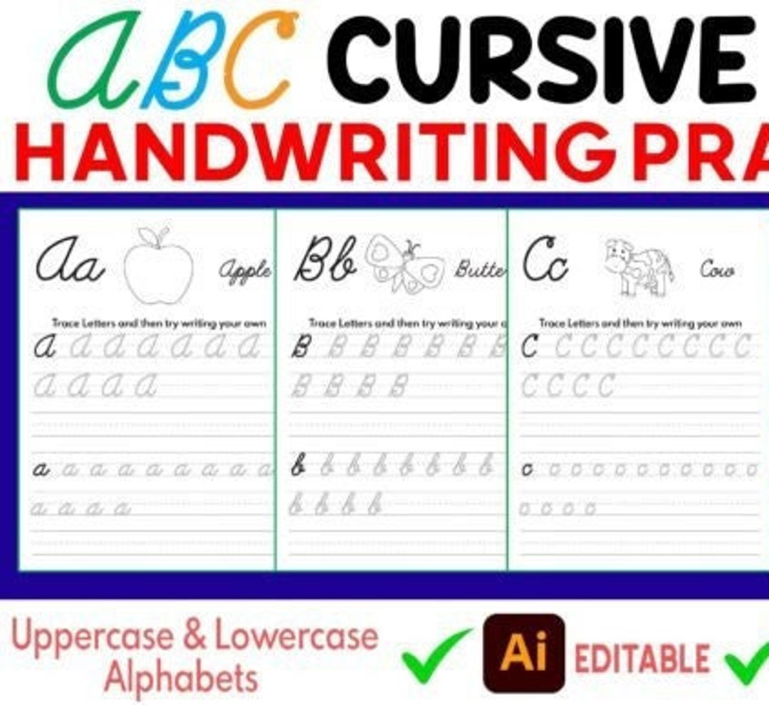 54 Pages ABC Cursive Handwriting Practice Book for Children - Etsy