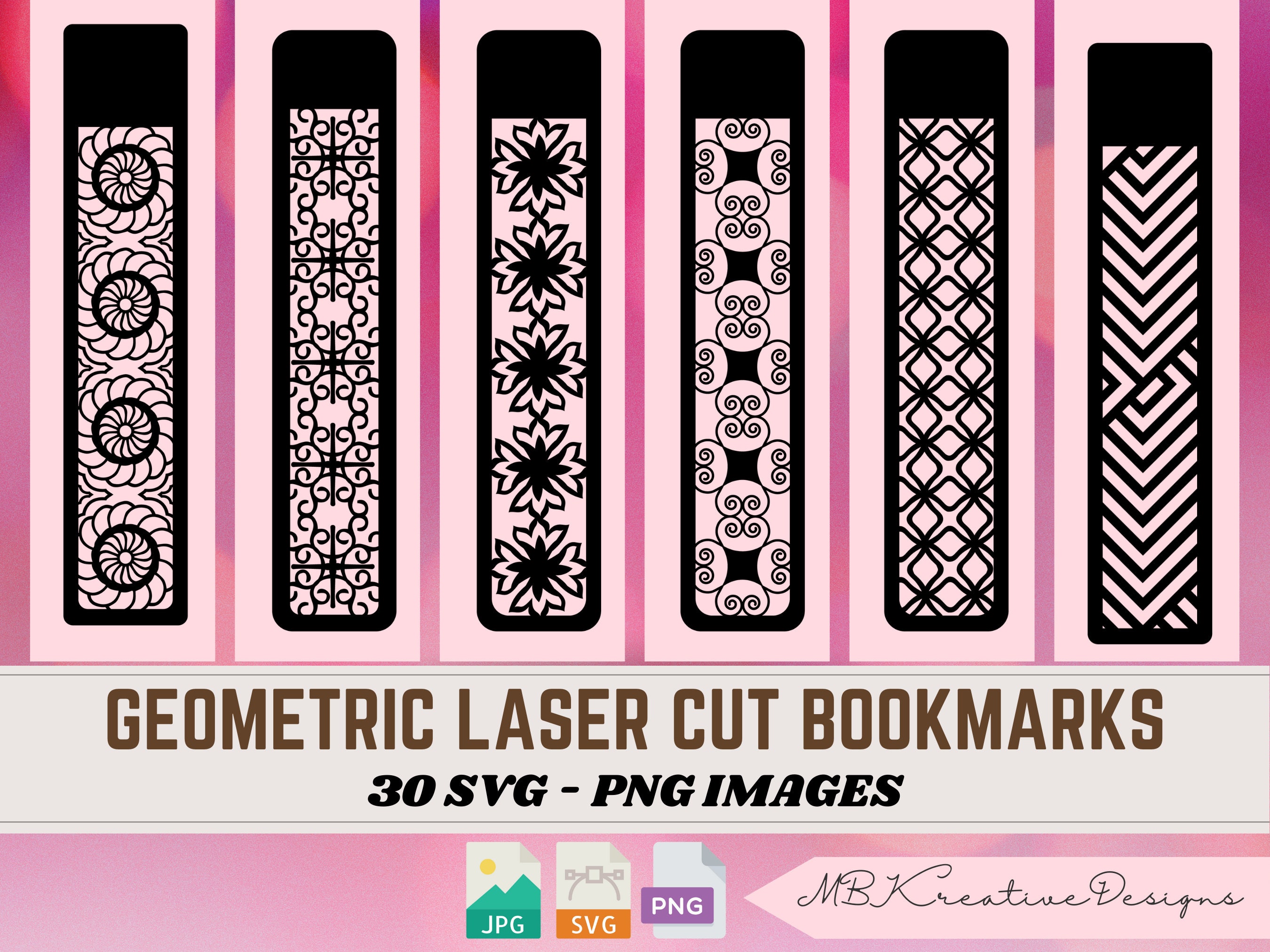 30 Designs - Geometric Bookmark Laser Cut SVG - Etsy