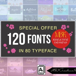 120 Fonts Handwritten Font Bundle - Etsy
