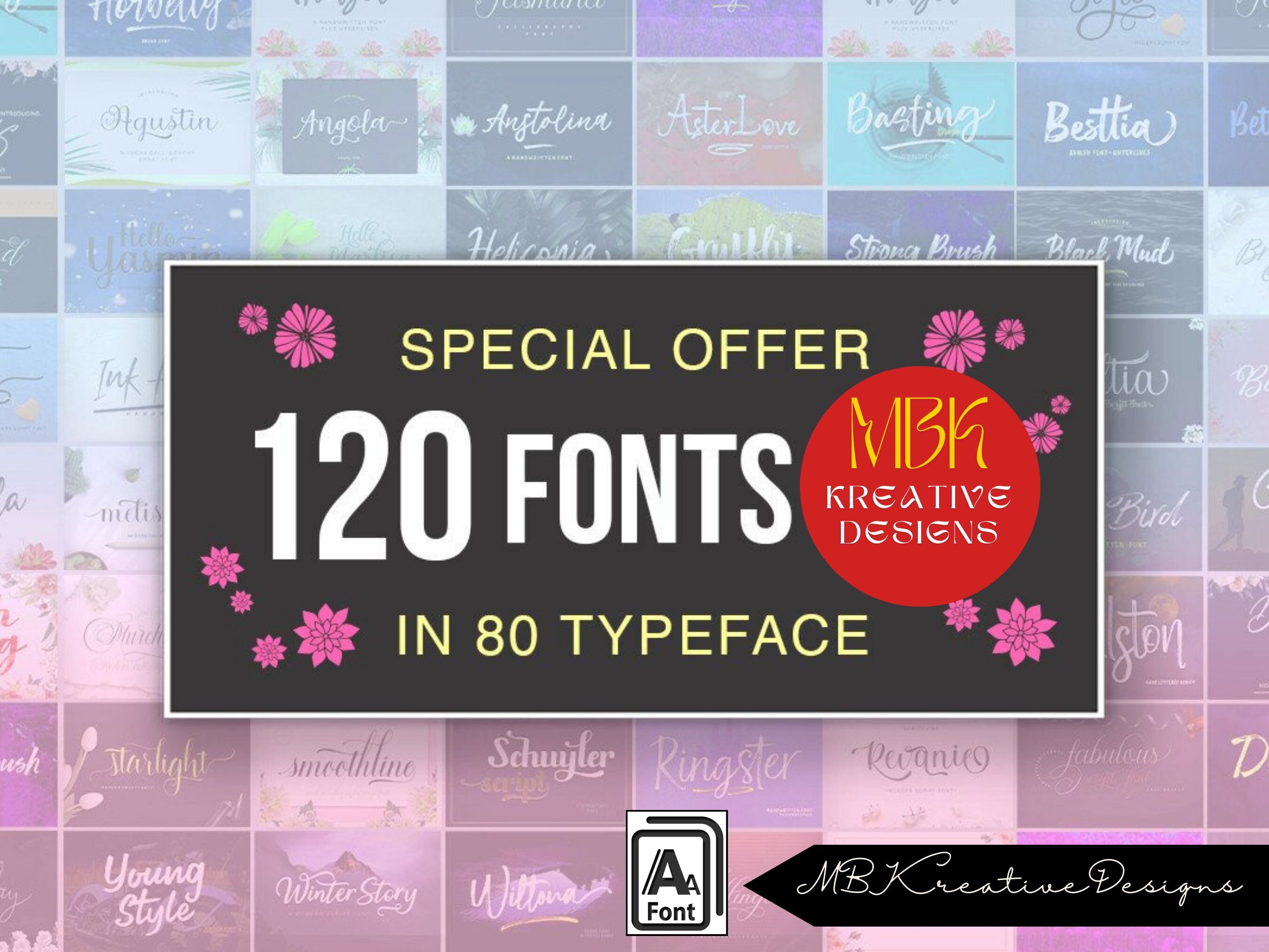 120 Fonts - Handwritten Font Bundle - Etsy