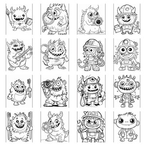 200 Cute Monsters Coloring Pages - Etsy