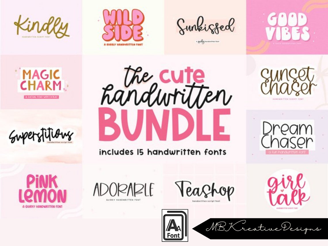 120 Fonts - Handwritten Font Bundle - Etsy