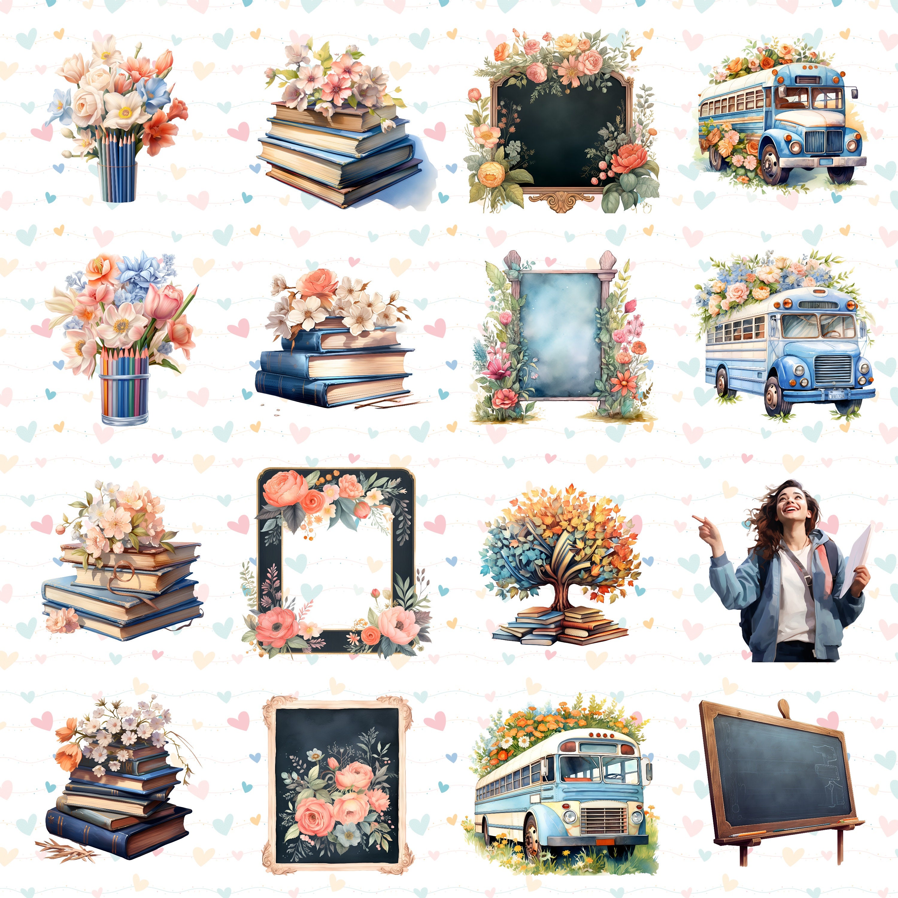 School Day Clipart Mega Bundle - Etsy