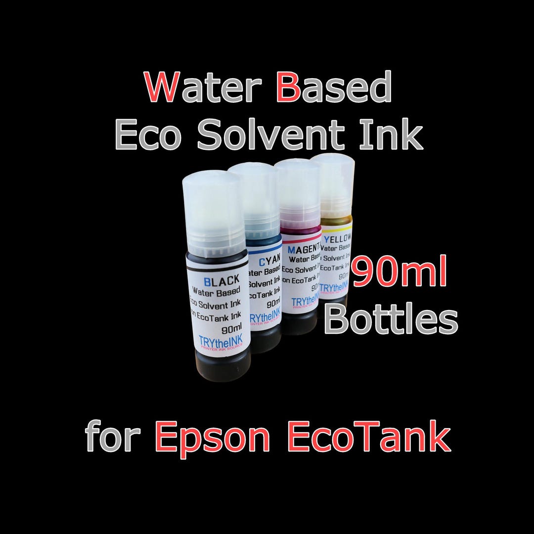Water Based Eco Solvent Ink 4 90ml Bottles for Epson Ecotank Printers ...